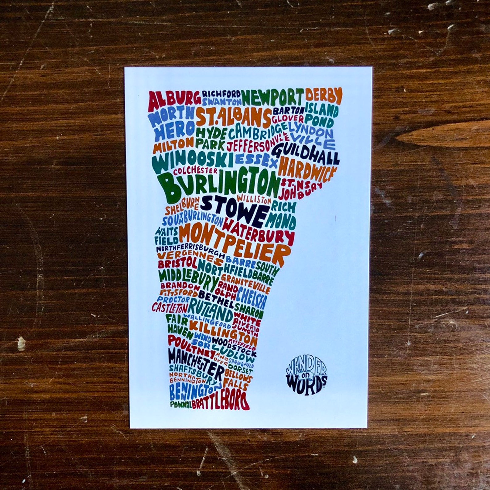 Hand-lettered Towns of Vermont Postcard Vermont Towns - Etsy