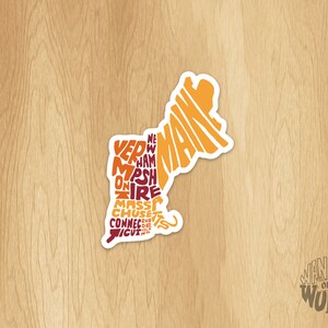 Hand-lettered New England Sticker, New England Shape Sticker, New ...
