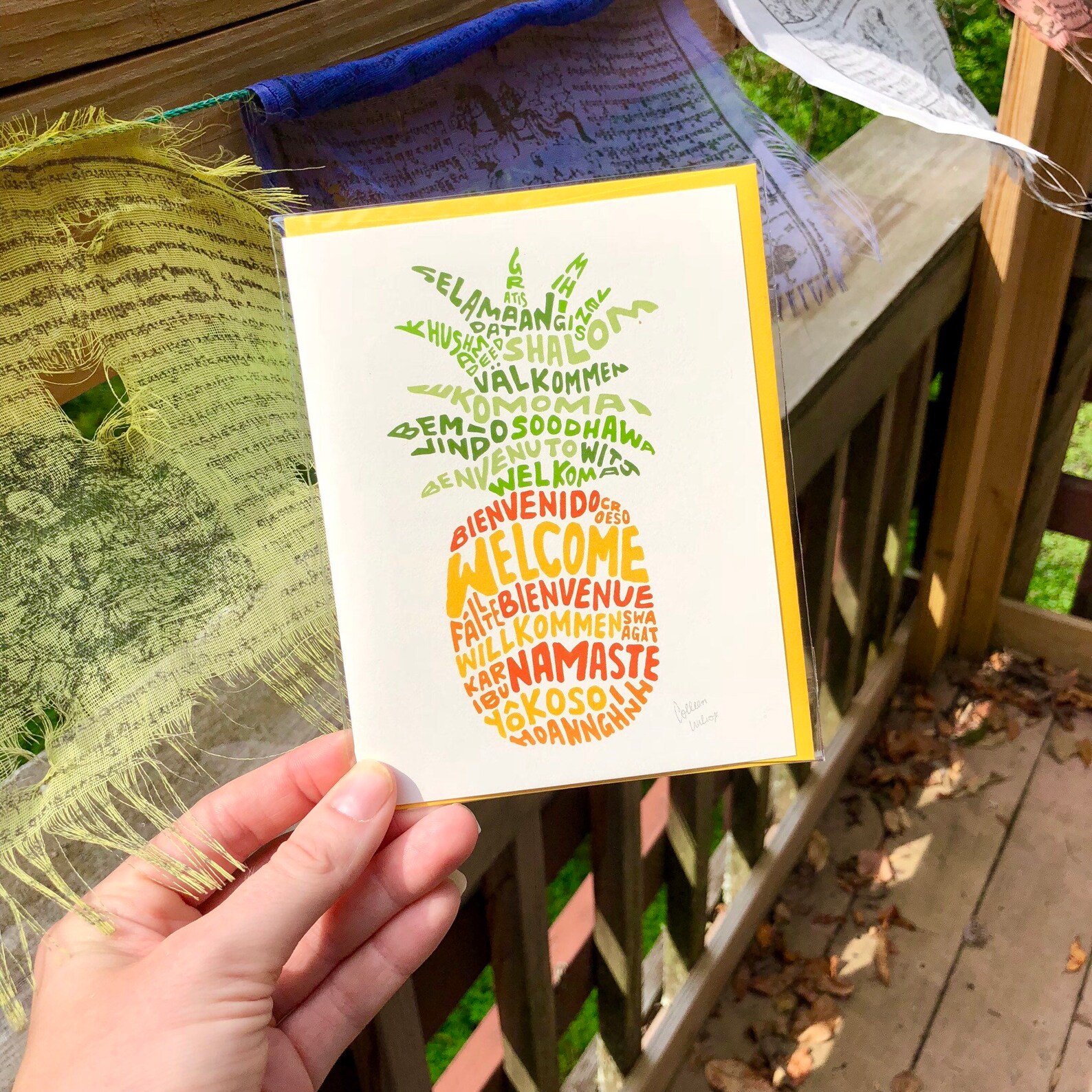 Hand-lettered Welcome Card, Pineapple Shape Card, Pineapple Welcome ...