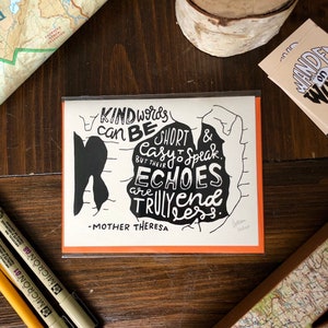 Hand-lettered Kind Words Card, Inspirational Lettering Card ...