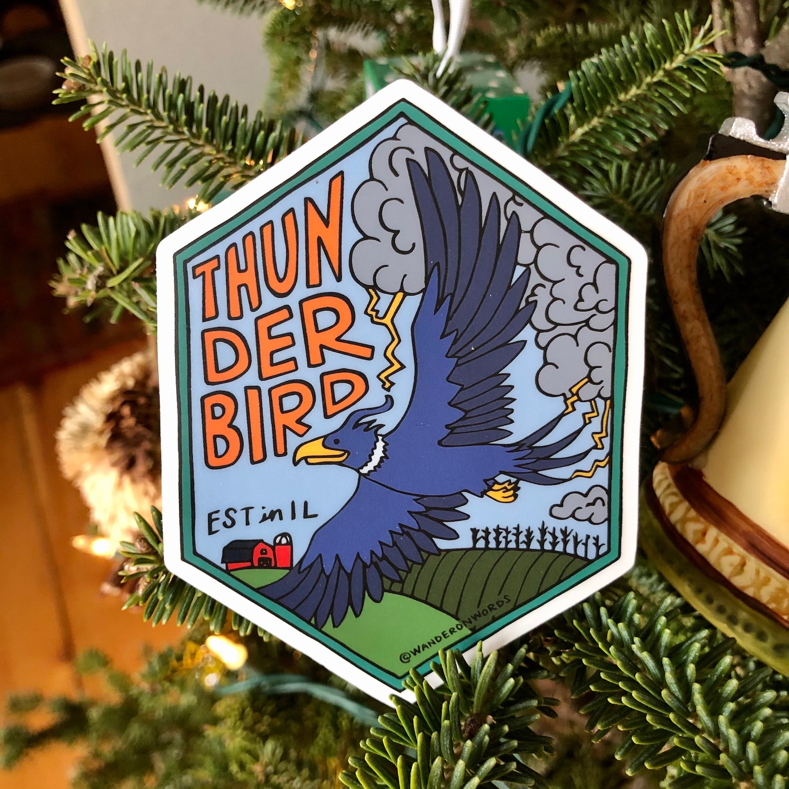Hand-lettered Thunderbird Sticker, Illinois Art Sticker, Mythological ...