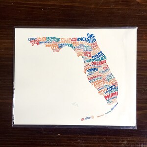 Hand-lettered Florida State Print, Florida Art, Florida Design, Florida ...