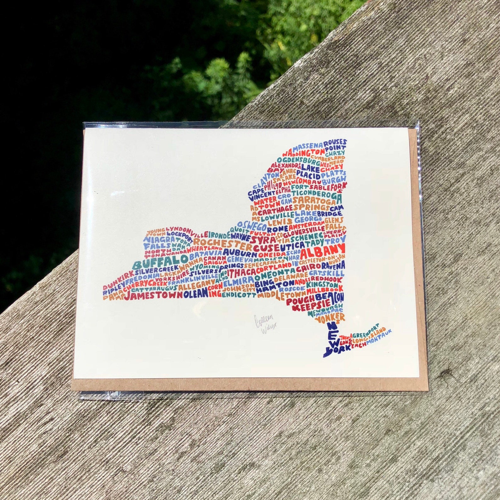 Hand-lettered New York Card New York Shape Card New York | Etsy