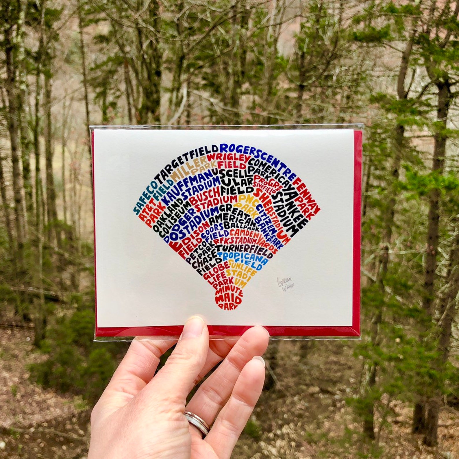 Hand-lettered Baseball Card, Baseball Fields Card, Blank Card, Baseball ...