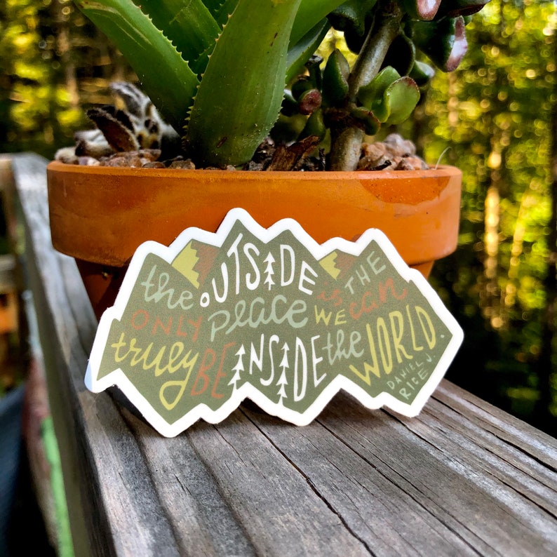 Hand-Lettered Inside the World Sticker Mountain Sticker | Etsy