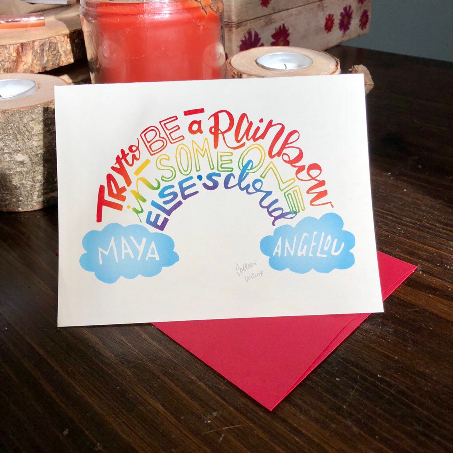 Hand-lettered Rainbow Card Inspirational Card Rainbow Shape | Etsy