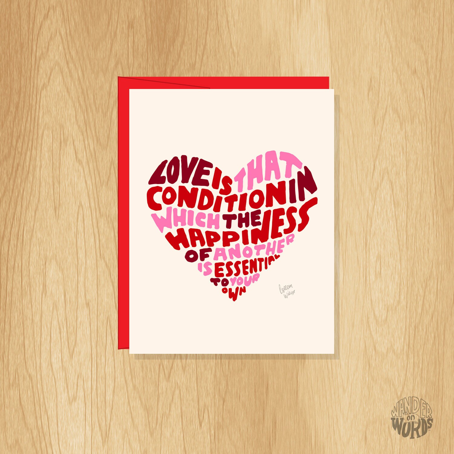 Hand-lettered Love Card, Heart Quote, Anniversary Card - Etsy