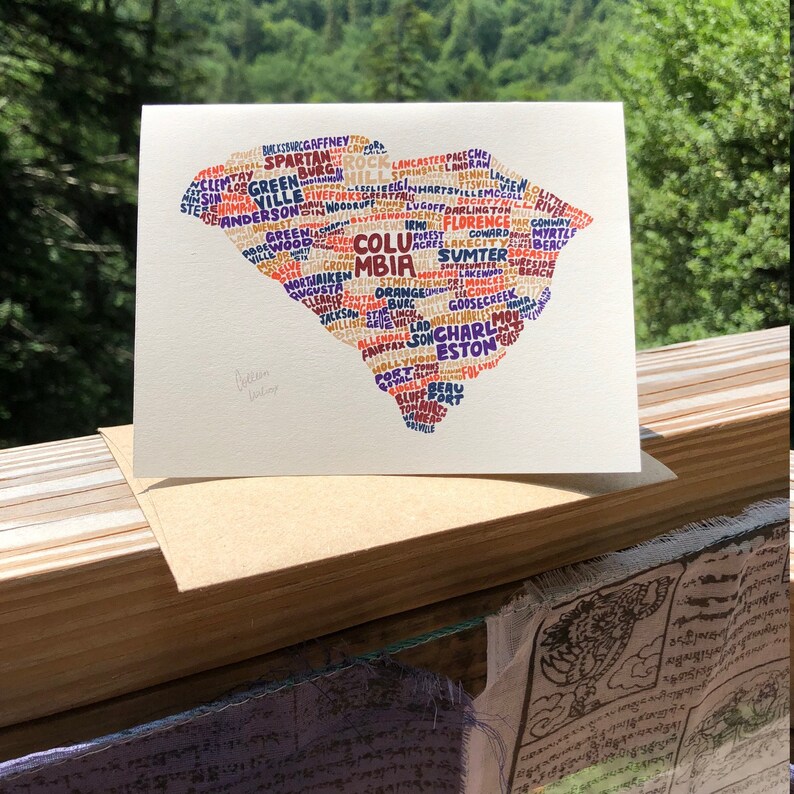 Hand-lettered South Carolina Card South Carolina Gift South - Etsy