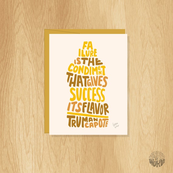 Hand-lettered Condiment Card Motivational Card Faliure is - Etsy