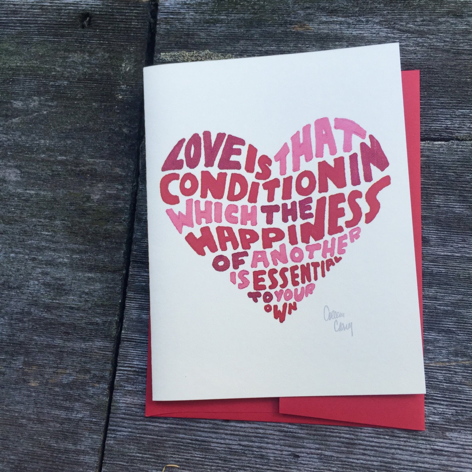 Hand-lettered Love Heart Card Love Card Unique Wedding Card | Etsy