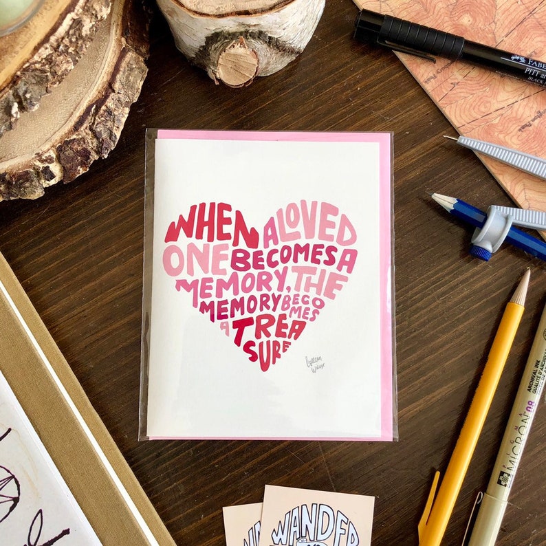 Hand-lettered Memory is a Treasure Sympathy Card Loss of a - Etsy