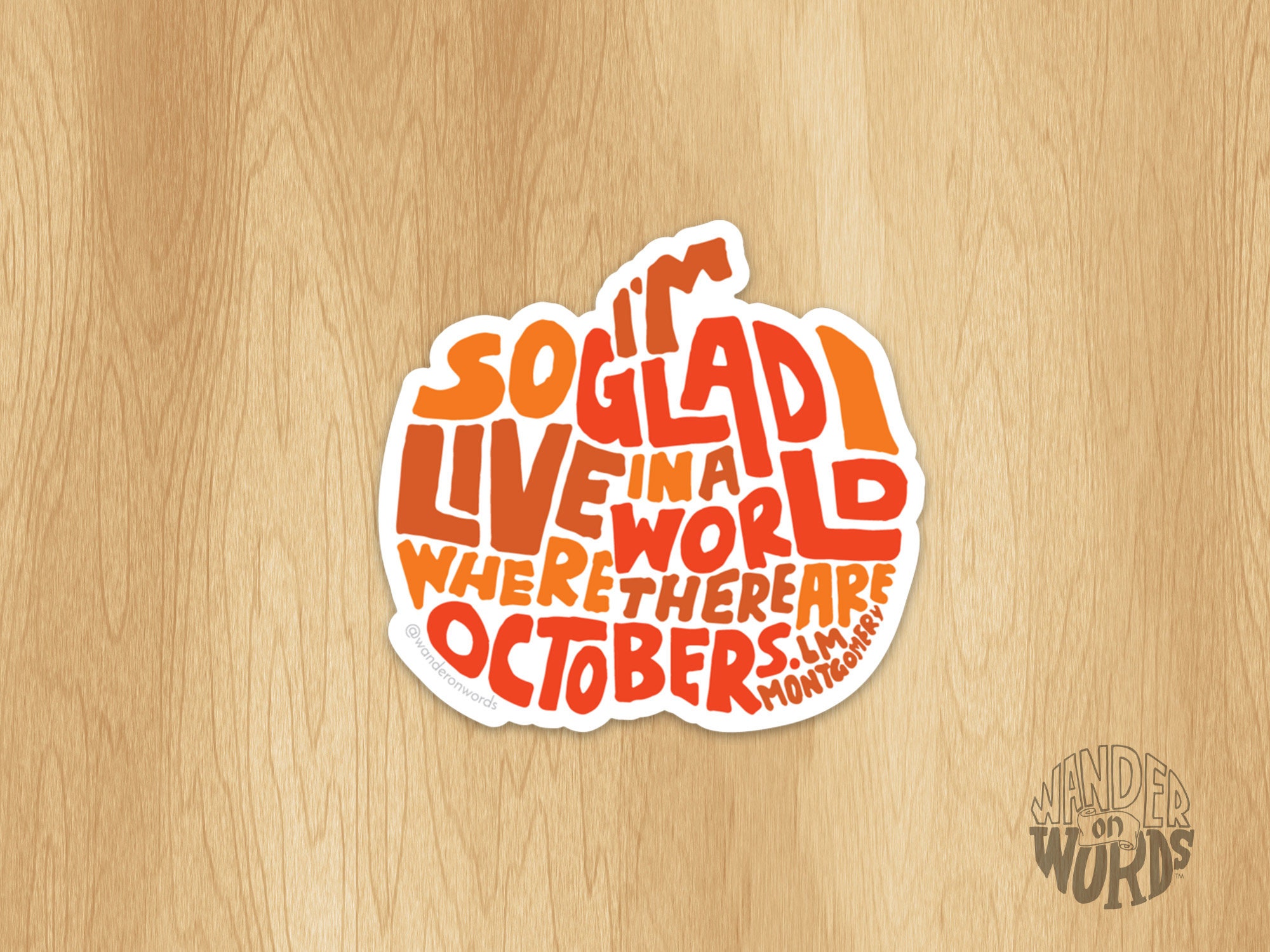 Hand-Lettered Pumpkin Sticker Fall Sticker World of Octobers | Etsy