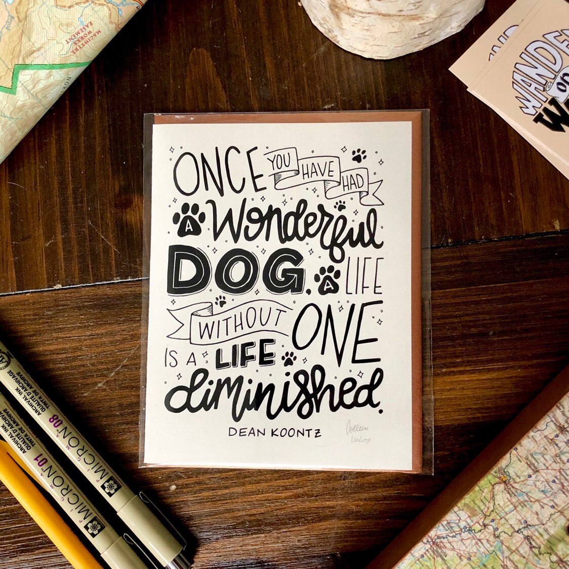 Hand-lettered Wonderful Dog Quote Card Dog Lover Card Dog | Etsy