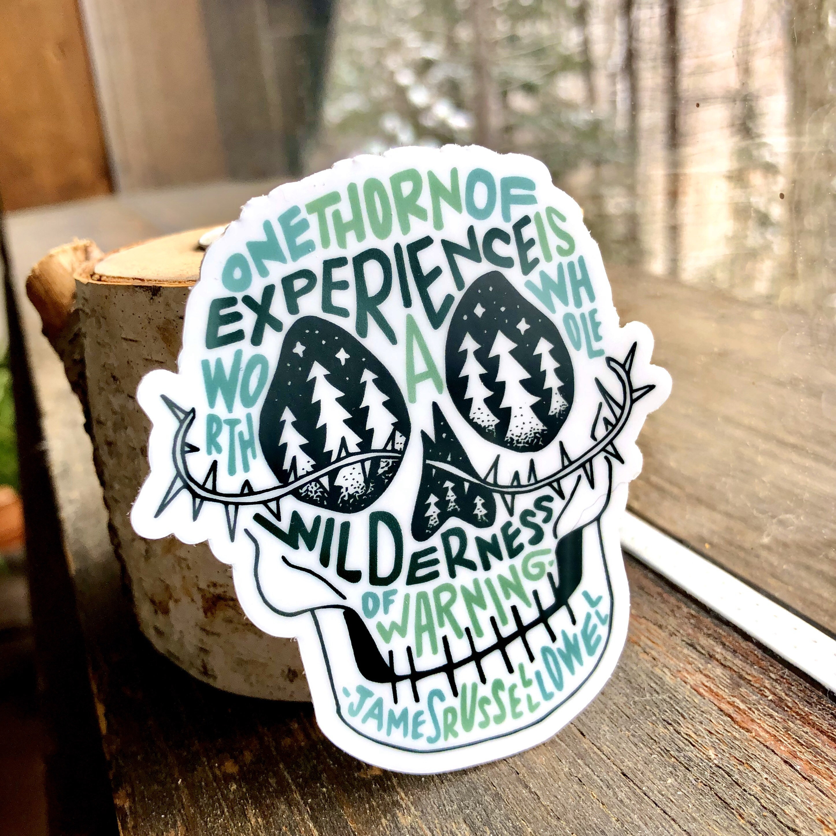 Hand-lettered Thorn of Experience Skull Sticker, Inspirational Sticker ...