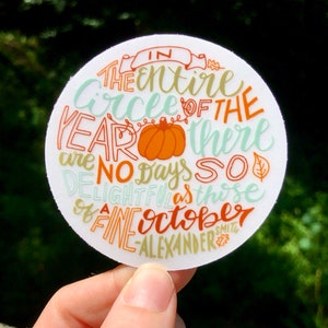 Hand-lettered Clear Fine October Sticker, October Lover Sticker ...
