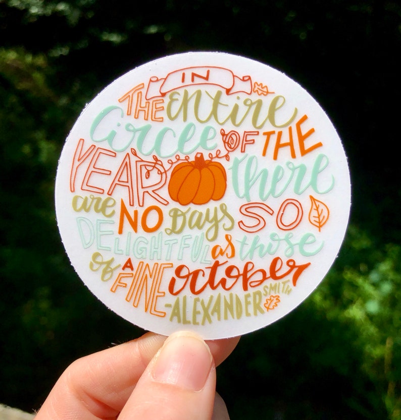 Hand-lettered Clear Fine October Sticker October Lover - Etsy