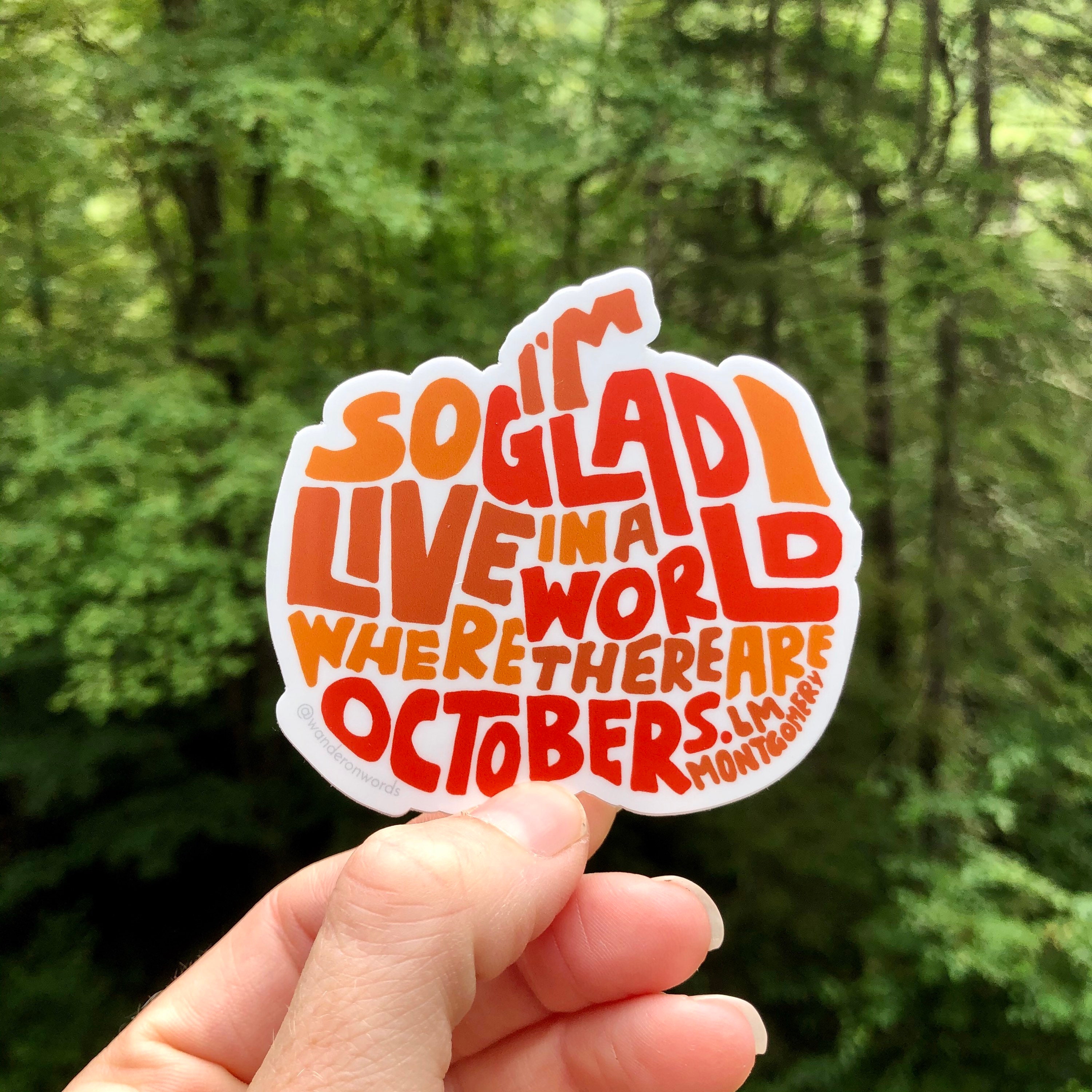 Hand-Lettered Pumpkin Sticker Fall Sticker World of Octobers | Etsy