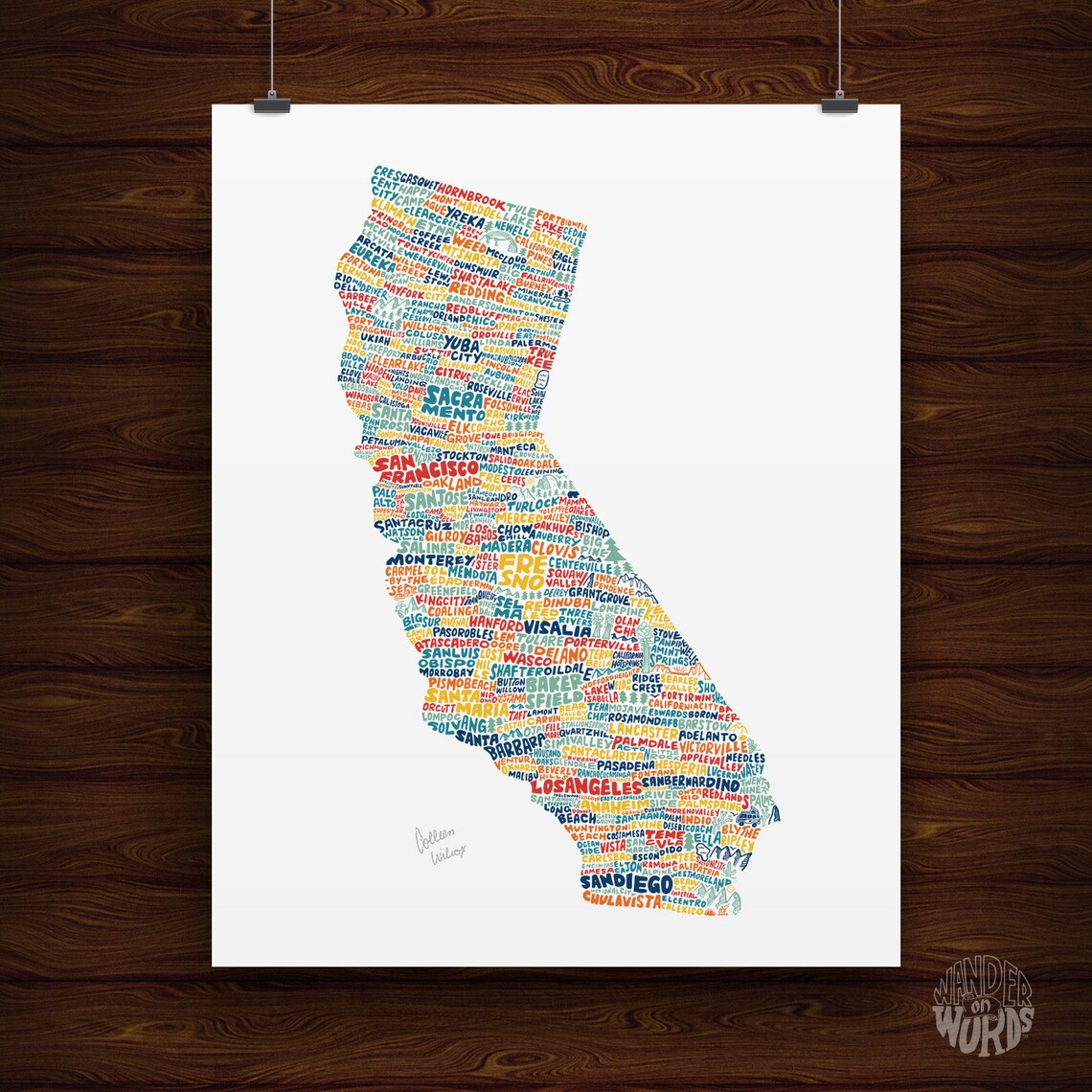 Hand-Lettered California Print California Artwork California | Etsy