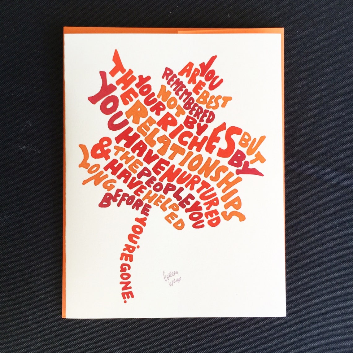 Hand-Lettered Maple Leaf Card Nature Card Fun Thank You | Etsy