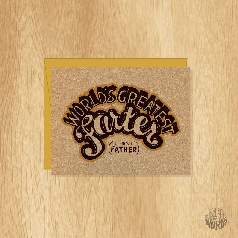 Hand-lettered World's Greatest Farter Father's Day Card, Dad Card ...