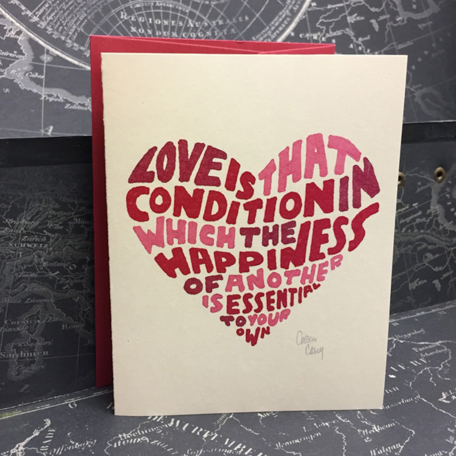 Hand-lettered Love Heart Card Love Card Unique Wedding Card | Etsy