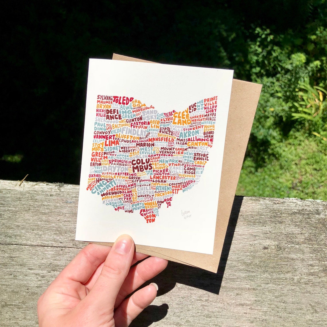 Hand-lettered Ohio Card Ohio Gift Ohio Shape Ohio Cities - Etsy