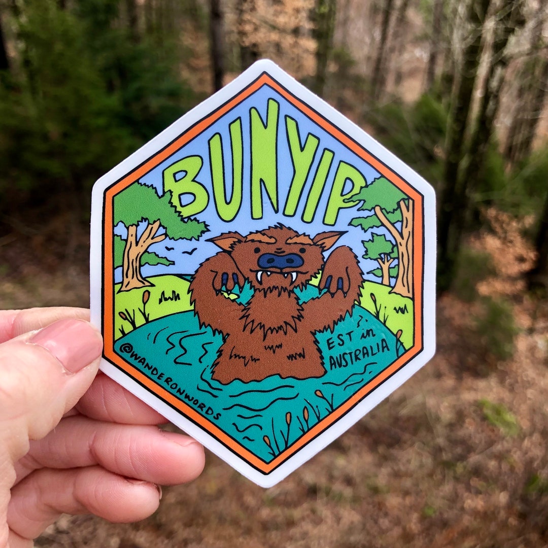 Hand-lettered Bunyip Sticker, Bunyip Art Sticker, Mythological Critter ...