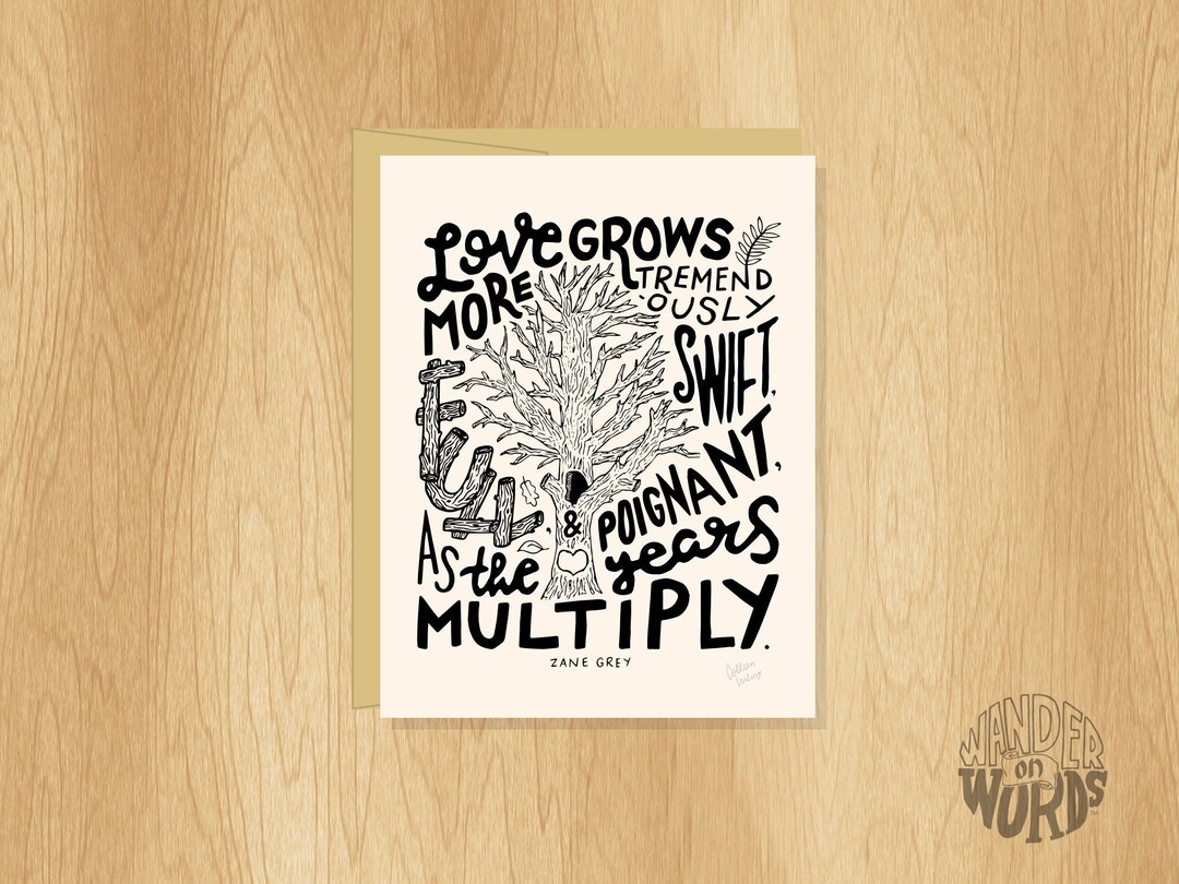 Hand-lettered Love Grows Card, Wedding Card, Unique Love Card ...