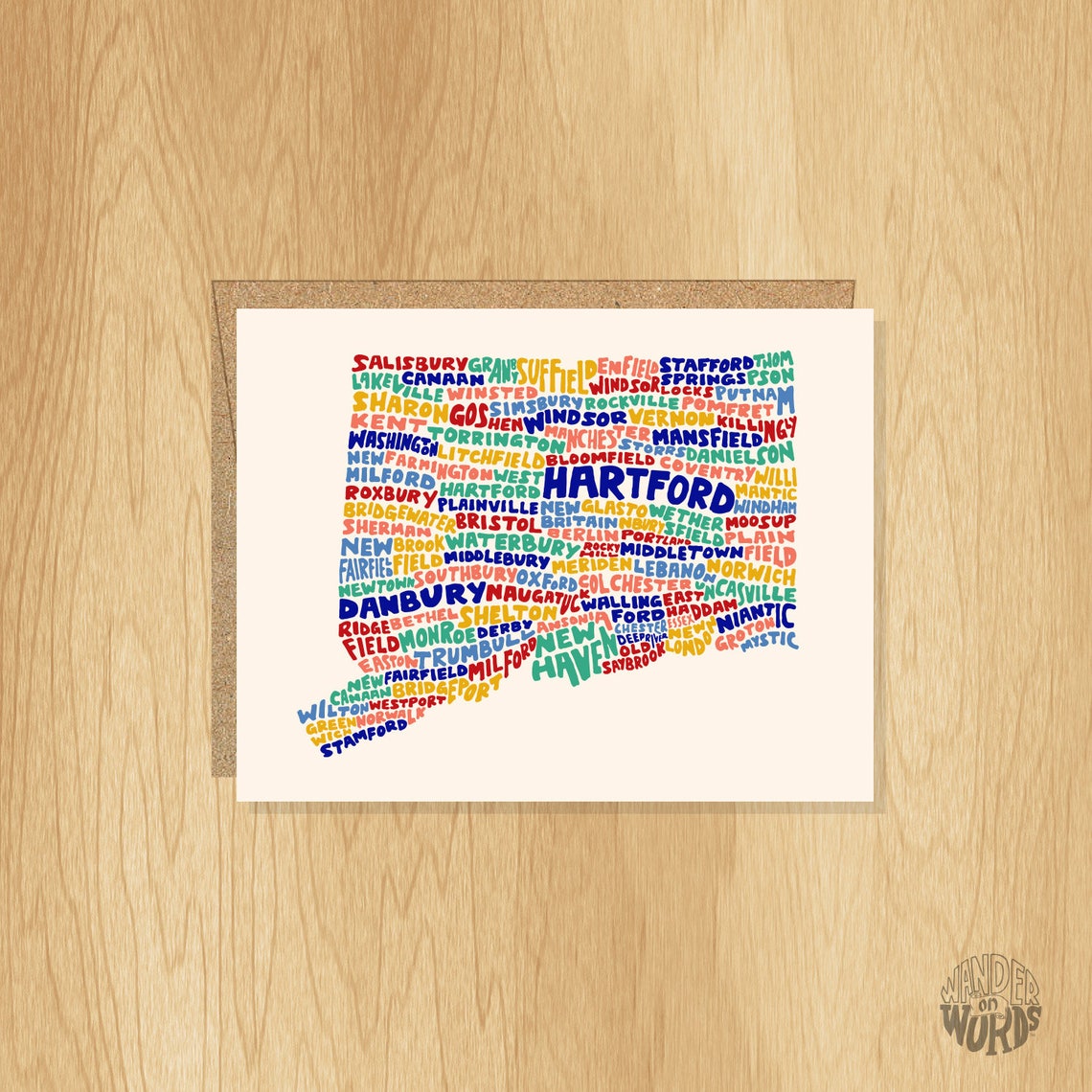 Hand-lettered Connecticut Card Connecticut Gift Connecticut | Etsy