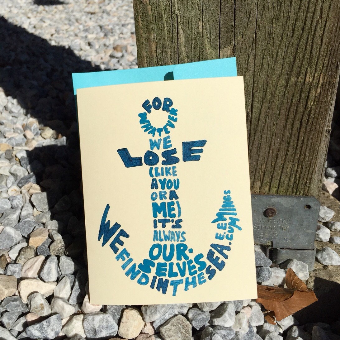 Hand-lettered Find in the Sea Card Anchor Card E.E. Cummings - Etsy