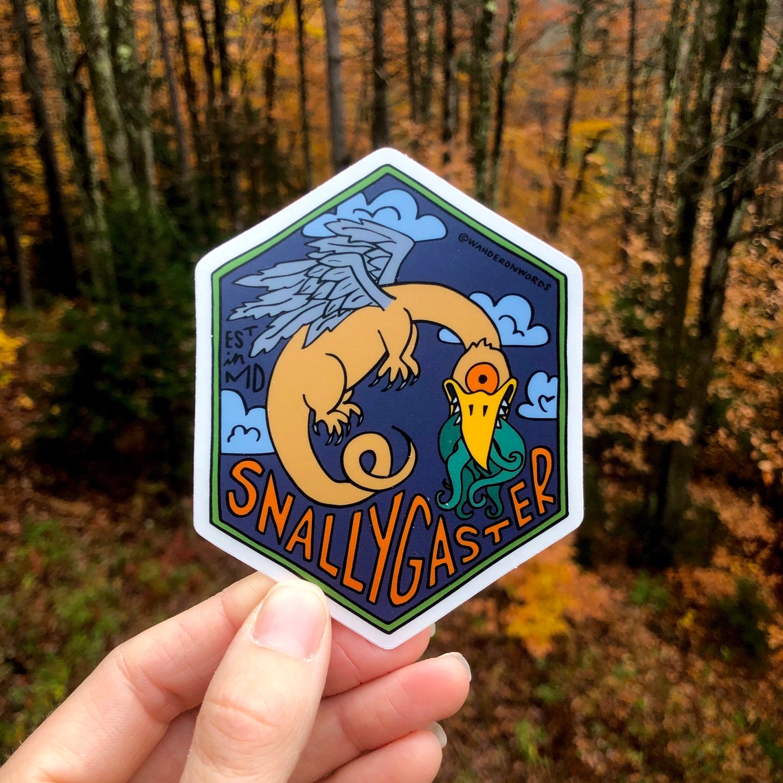 Hand-lettered Snallygaster Sticker Maryland Critter Sticker - Etsy