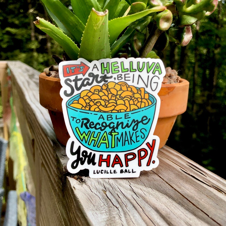 Hand-lettered Macaroni Makes Me Happy Sticker Macaroni and - Etsy