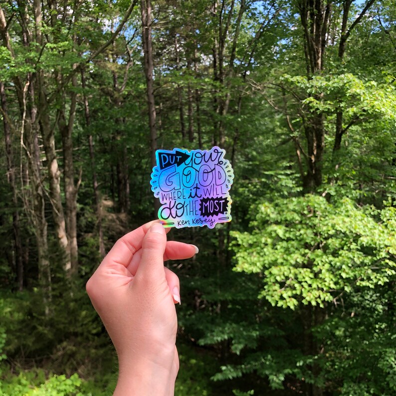 Hand-lettered Put Your Good Sticker Inspirational Holographic | Etsy