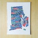 Hand-lettered Rhode Island Card, Rhode Island Cities Card, Rhode Island ...