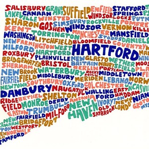 Hand-lettered Connecticut Card, Connecticut Gift, Connecticut Shape ...