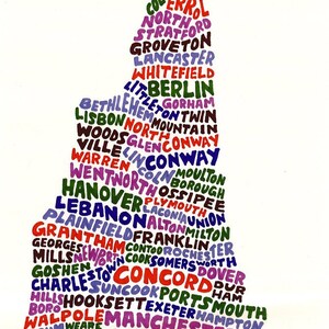 Hand-lettered New Hampshire Card, New Hampshire Shape Card, New ...