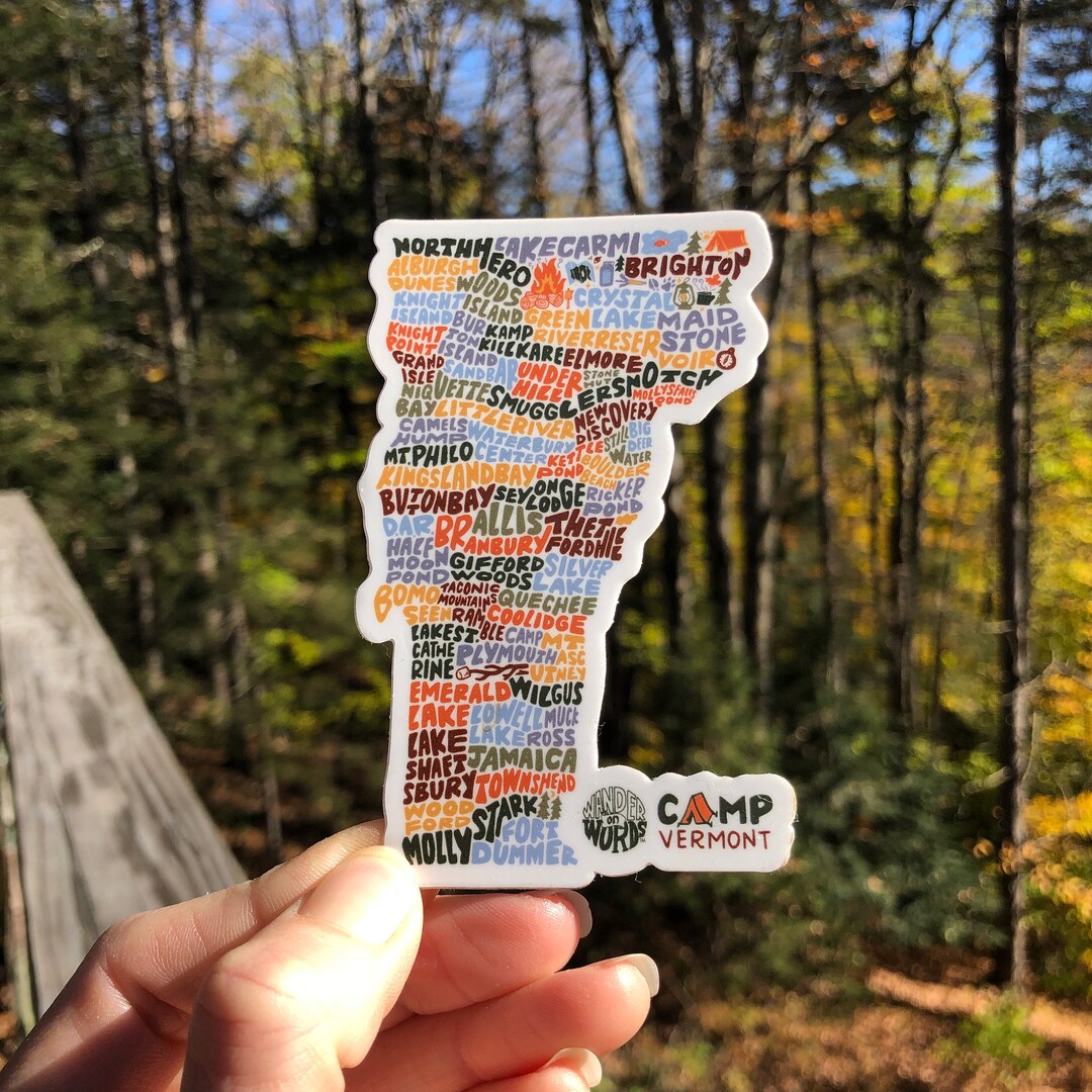 Hand-lettered Camp Vermont Sticker, State Parks of Vermont Sticker ...