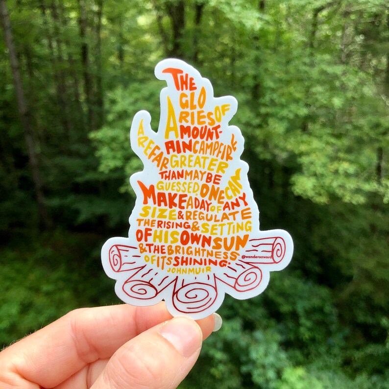 Hand-lettered Campfire Sticker, Camping Sticker, Nature Lover Sticker ...