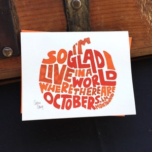 Hand-lettered October Card October Quote Card Pumpkin Card - Etsy