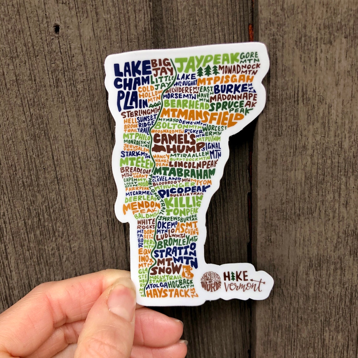 Hand-lettered Hike Vermont Sticker, Mountains of Vermont Sticker ...