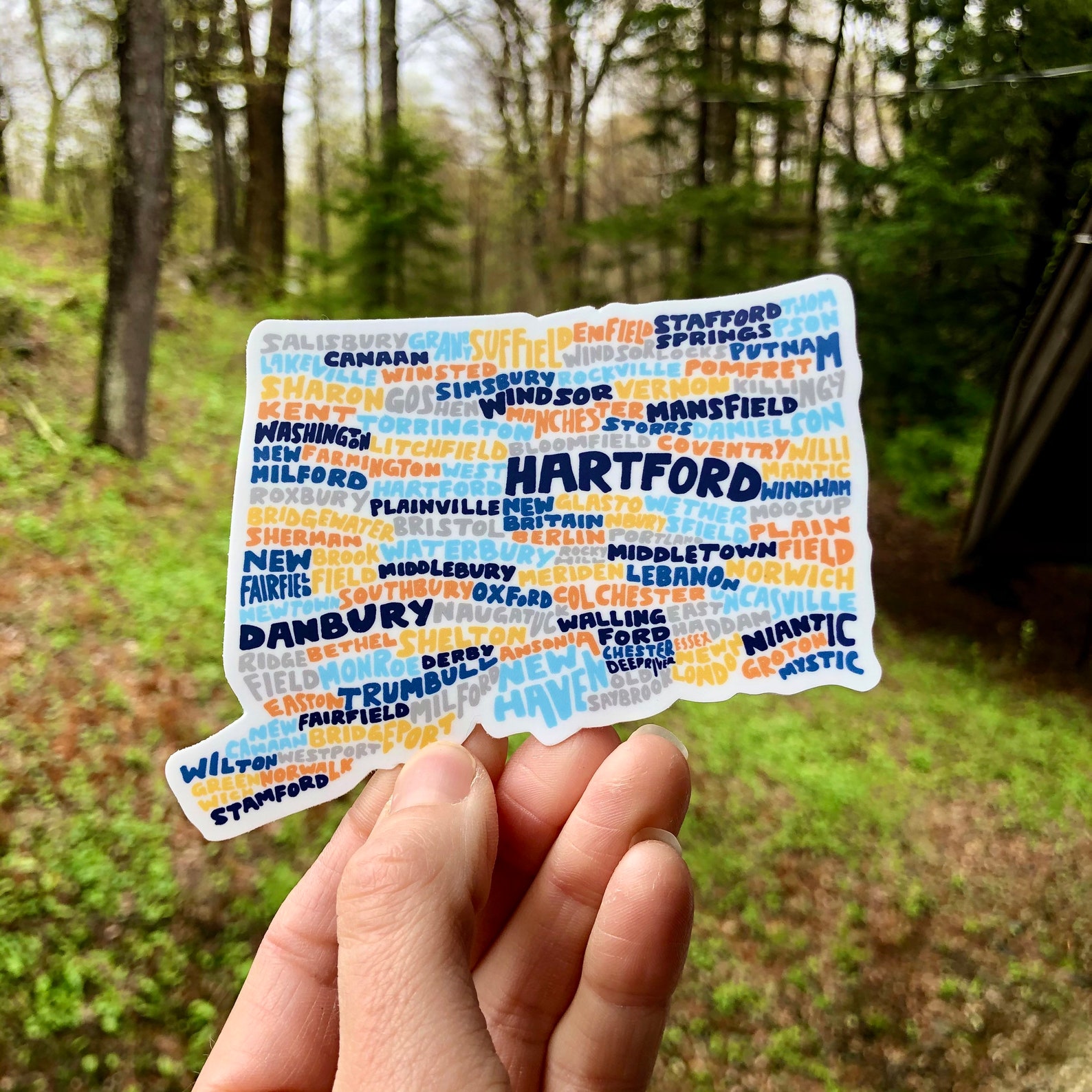 Hand-lettered Towns of Connecticut Sticker Connecticut Shape - Etsy