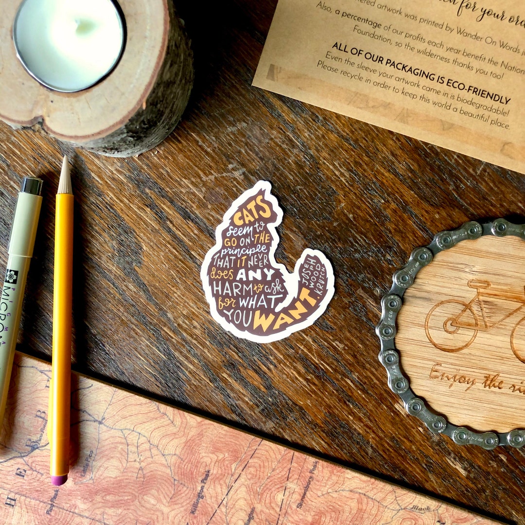 Hand-lettered Cat Principles Sticker, Inspirational Sticker, Animal ...