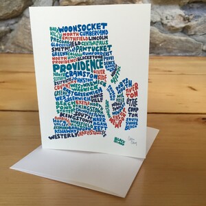 Hand-lettered Rhode Island Card, Rhode Island Cities Card, Rhode Island ...