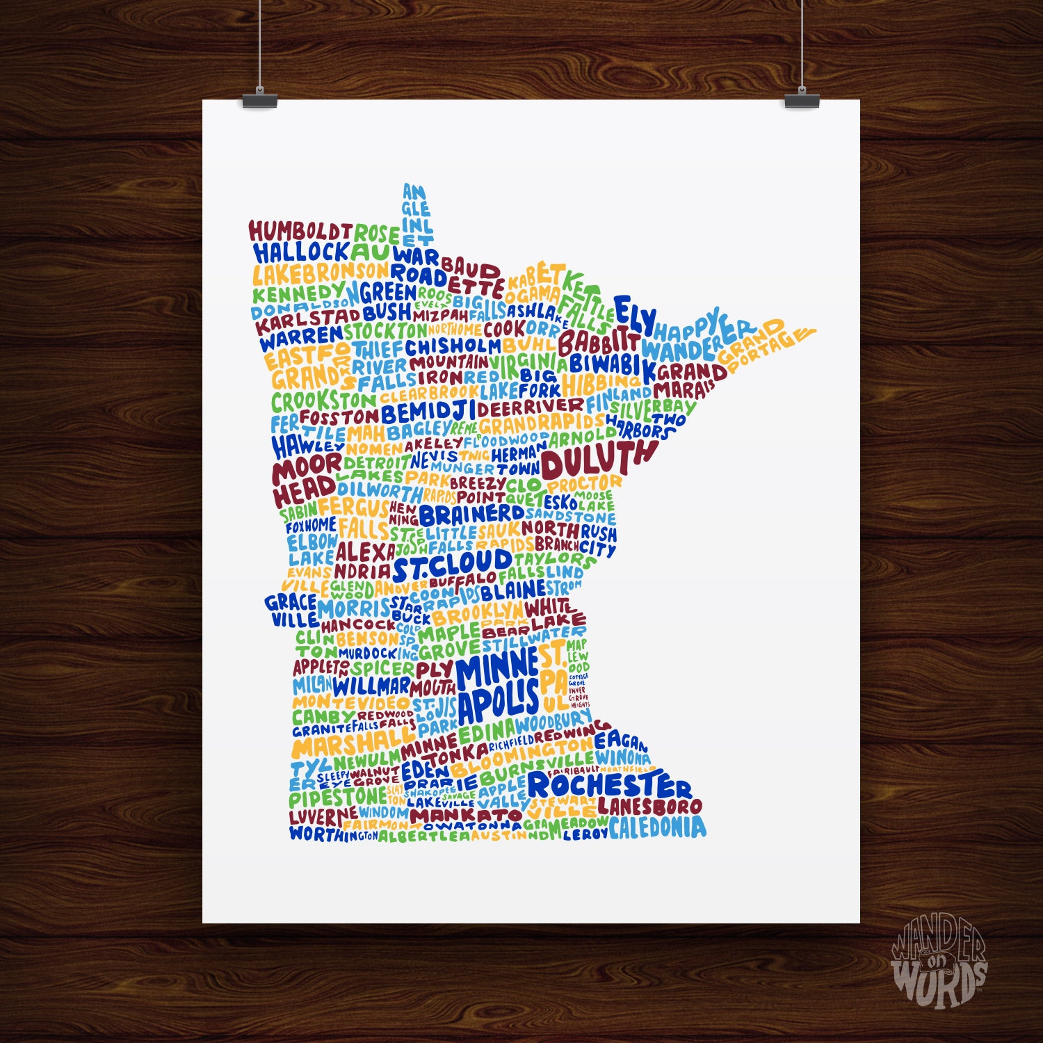 Hand-lettered Minnesota Print, Minnesota Shape Artwork, Minnesota ...