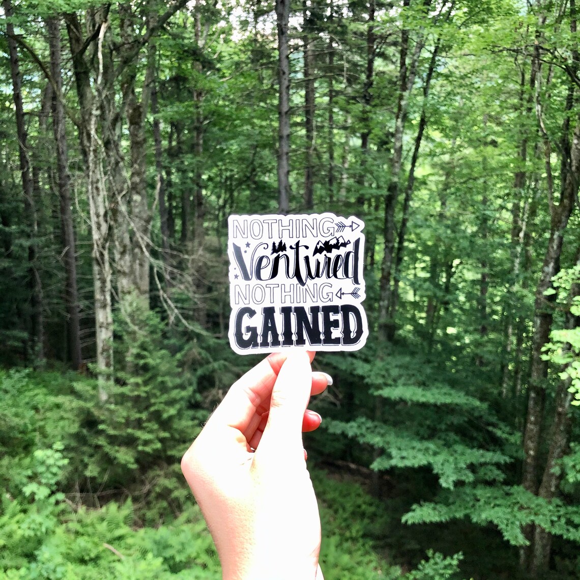 Hand-lettered Nothing Ventured Sticker, Adventure Sticker ...