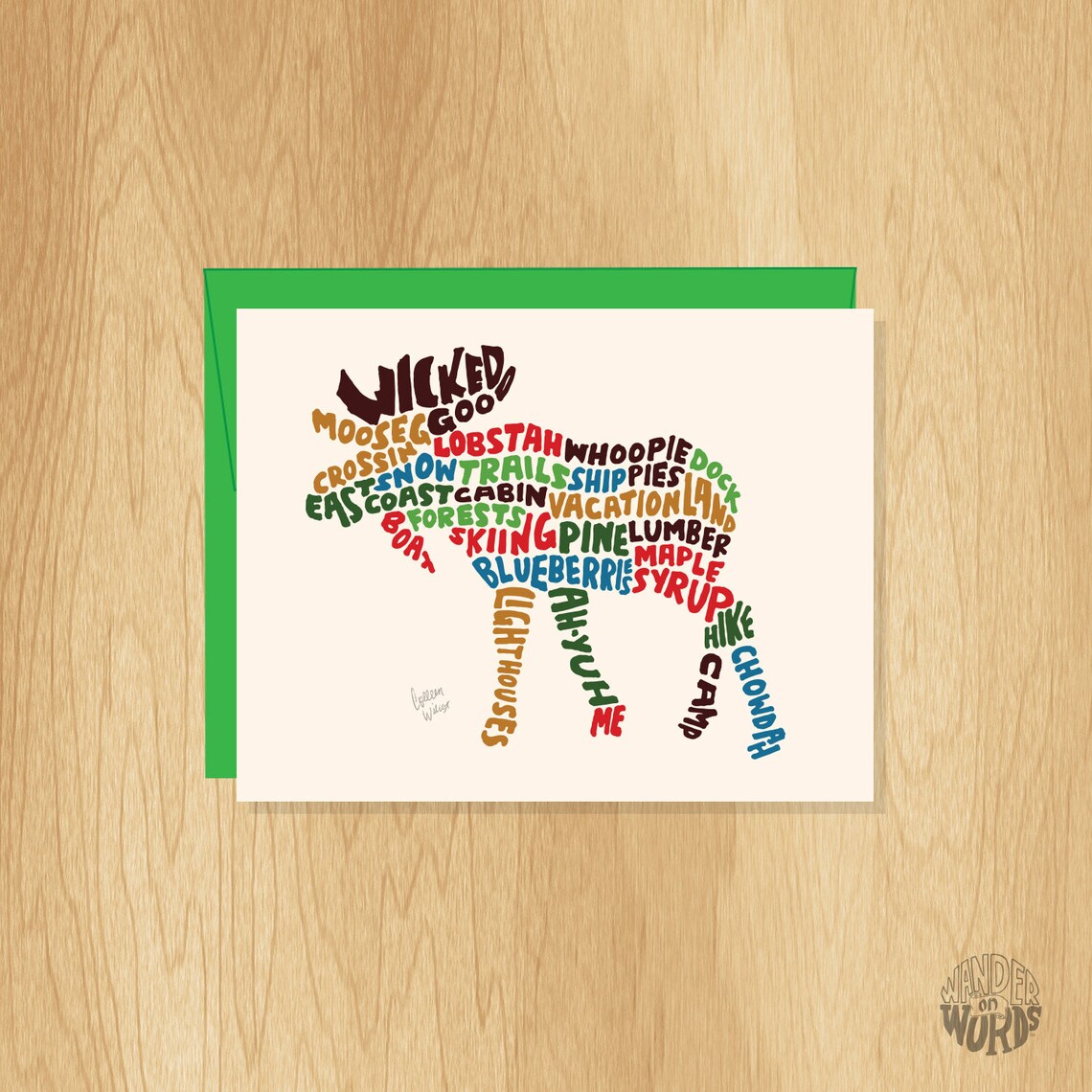 Hand-lettered Maine Moose Card Maine Card Wicked Good Card | Etsy