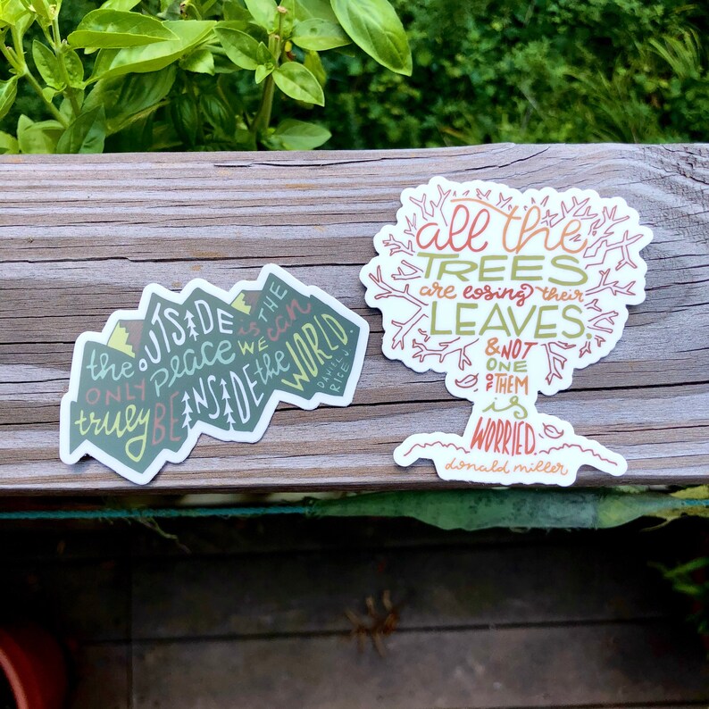 Hand-Lettered Inside the World Sticker Mountain Sticker | Etsy