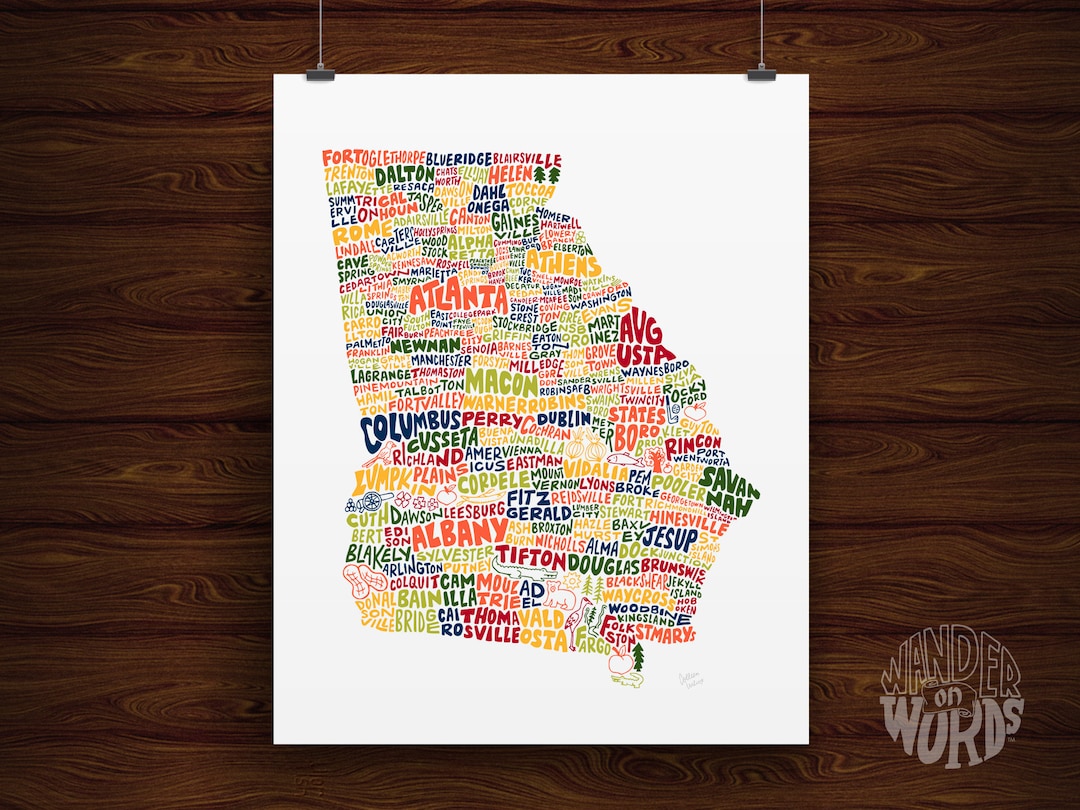 Hand-lettered Georgia Print, Georgia Artwork, Georgia Gift, Georgia ...