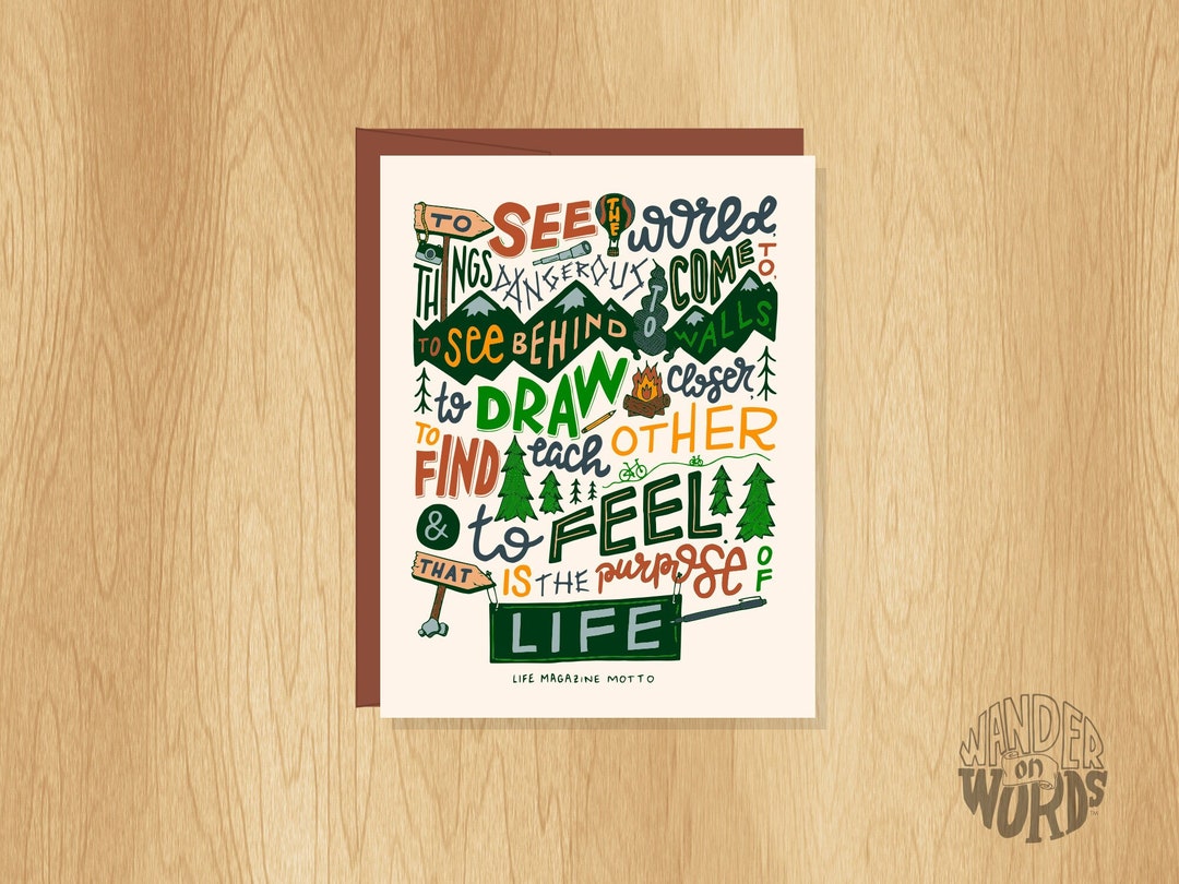Hand-lettered Life Magazine Motto Card, Live Life Card, Nature Card ...