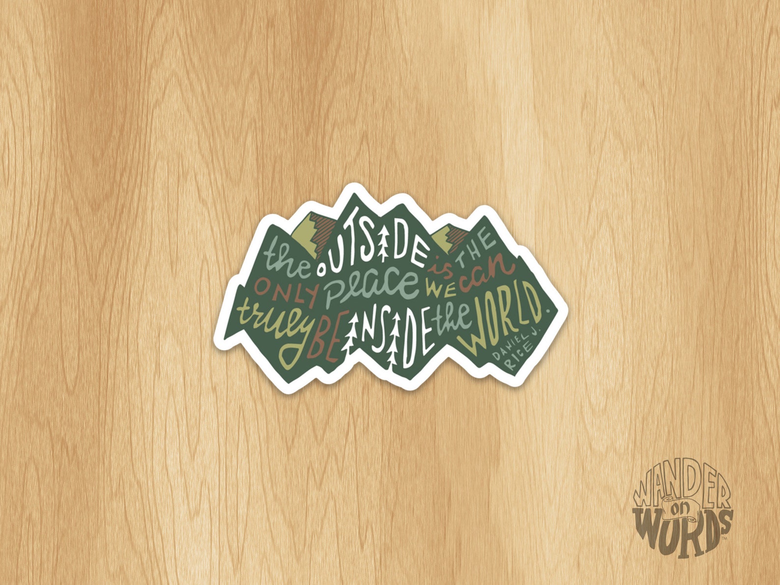 Hand-lettered Inside the World Sticker Mountain Sticker | Etsy